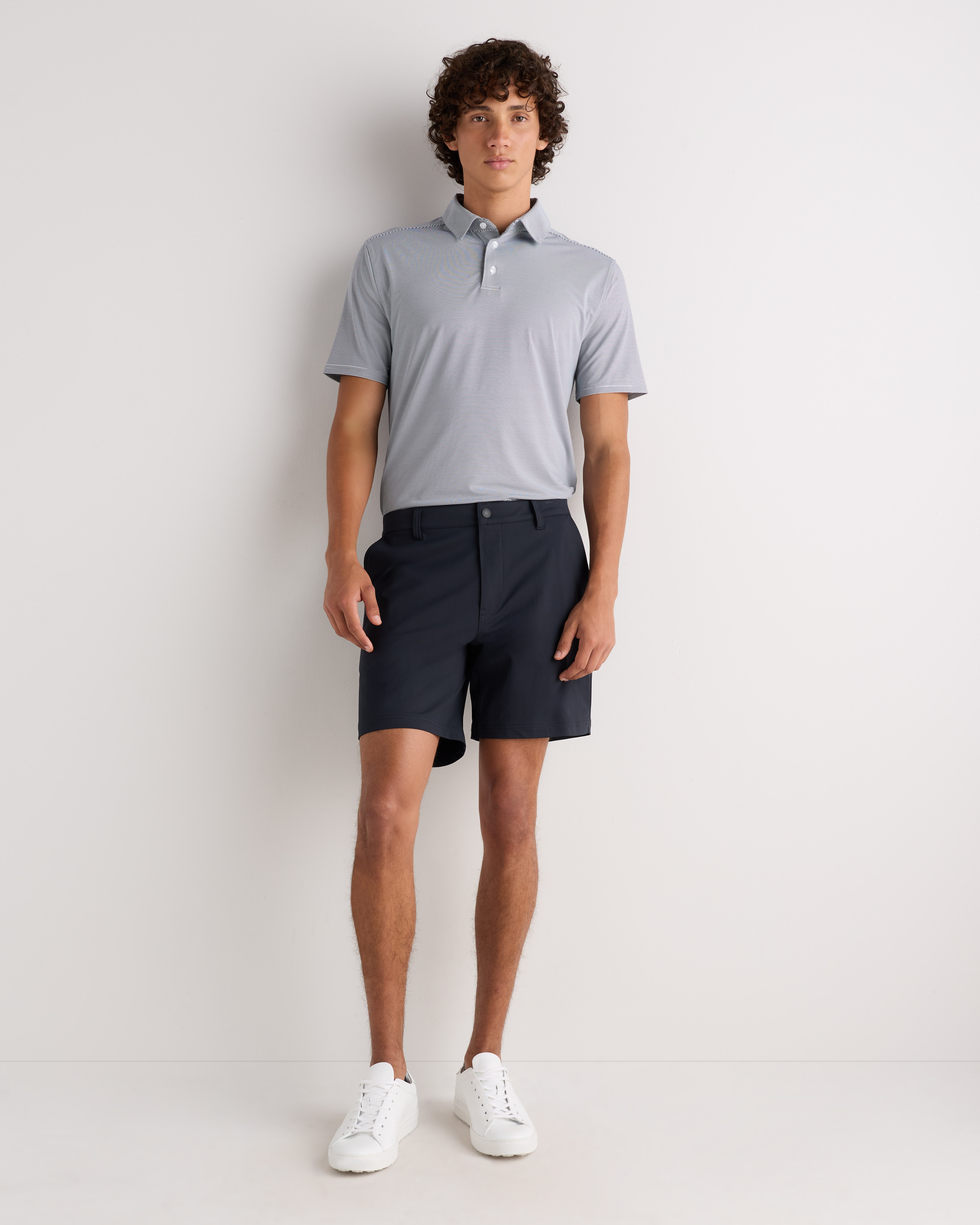 QUINCE men's performance jersey short sleeve golf polo